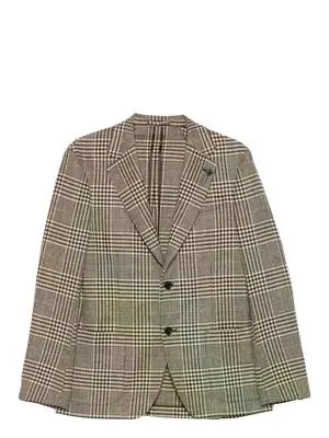 LARDINI Checked Wool Jacket - Brown