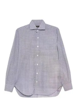 BARBA NAPOLI Checked Cotton Shirt - Blue
