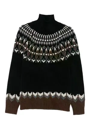 DONDUP Fair Isle Turtleneck Sweater - Black