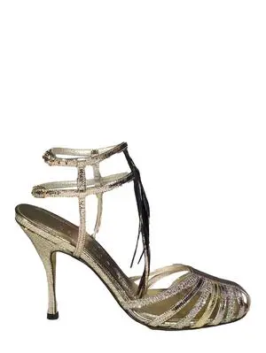 CABECEO 90mm Caged Heeled Sandals Gold