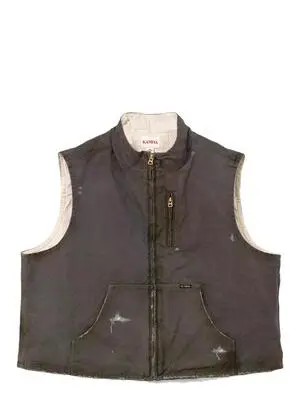 KAMIYA Distressed Zip-fastening Vest - Grey