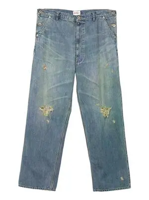KAMIYA Distressed Ripped Trousers - Blue