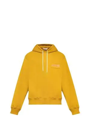 Marni Logo-patch Cotton Hoodie - Yellow