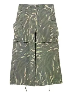 KAMIYA Camouflage Cargo Wide-leg Trousers - Green