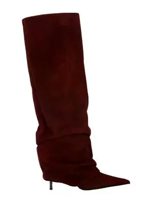 LE SILLA Esther Slouchy Leather Boots - Red