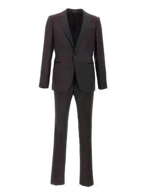 Emporio Armani Peaked-lapel Satin-trimmed Suit - Purple