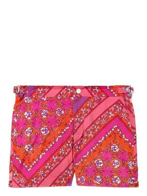 Emilio Pucci Floral-patterned Diagonal-stripe Swim Shorts - Pink