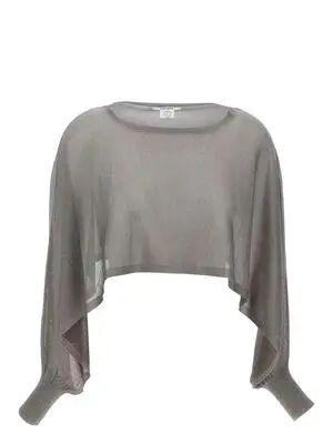 KANGRA Lurex-detailed Cropped Top - Silver