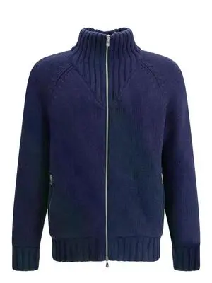 Brunello Cucinelli High-neck Zip-front Cashmere Jacket - Blue