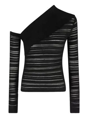 Federica Tosi One-shoulder Ribbed Knit Top - Black