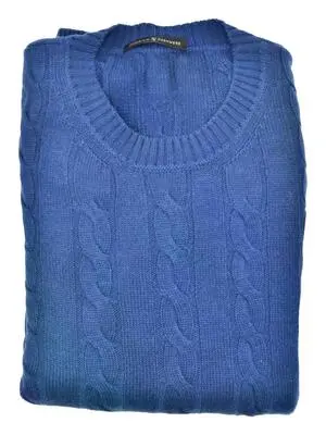 Manrico Cashmere Cable-knit Cashmere Sweater - Blue