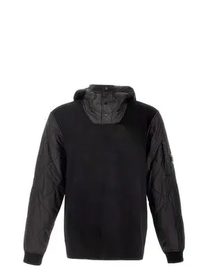 C.P. COMPANY Wave-quilted Panelled Hoodie - Black