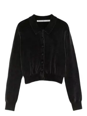 Alexander Wang Collared Cropped Cardigan - Black