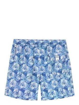 Fedeli Paisley-print Swim Trunks - Blue