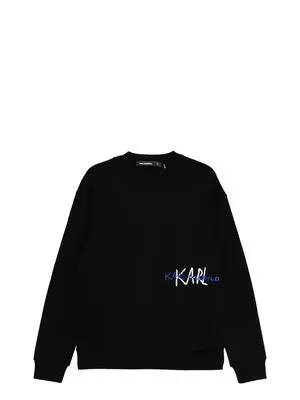 Karl Lagerfeld Logo-embroidered Cotton Sweatshirt - Black