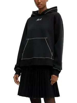 Karl Lagerfeld Embroidered-logo Hoodie - Black
