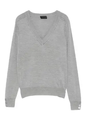 Liu Jo Button-cuff V-neck Top - Grey