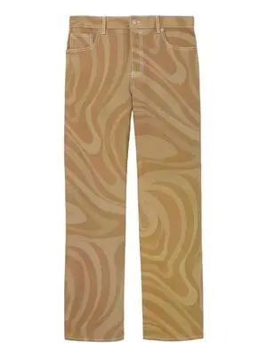 Emilio Pucci Marmo-print Straight-leg Trousers - Neutrals