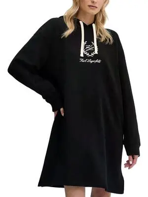 Karl Lagerfeld Logo-embroidered Hooded Midi Dress - Black