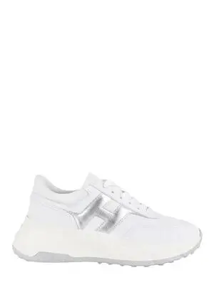 Hogan Metallic-logo Leather Sneakers - White