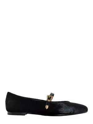 Roberto Festa Calf-hair Buckled Ballet Flats - Black
