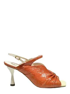 C LOVE 85mm Pleated Sandals - Orange