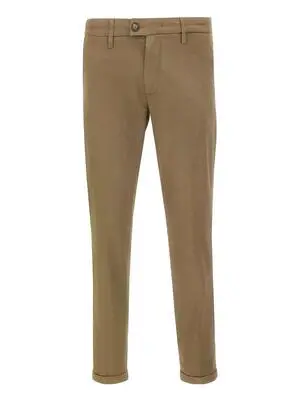 RE-HASH Cuffed Cotton-Blend Trousers Brown