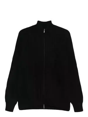 BARBA NAPOLI Ribbed Zip-up Cardigan - Black