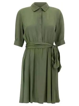 KAOS Belted Midi Shirt Dress - Green