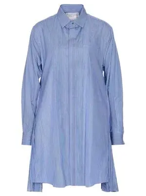 Sacai Striped Mini Shirt Dress - Blue