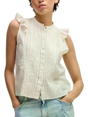 BOSS Ruffle-detail Sleeveless Top - Neutrals