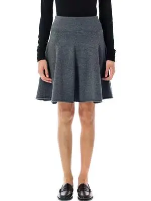 EXTREME CASHMERE X Ribbed-knit Flared Mini A-line Skirt - Grey