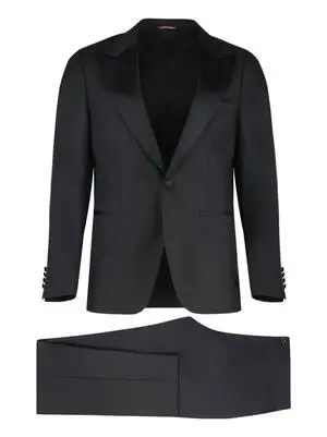 Canali Peak-lapel Wool Suit - Black