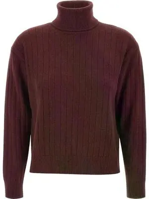 Eleventy Turtleneck Ribbed Sweater - Red