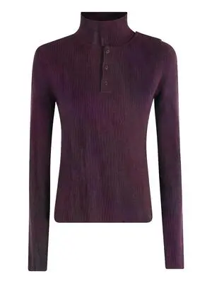 Federica Tosi High-neck Button-placket Sweater - Purple