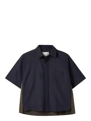 Sacai Crepe And Shell Shirt Navy
