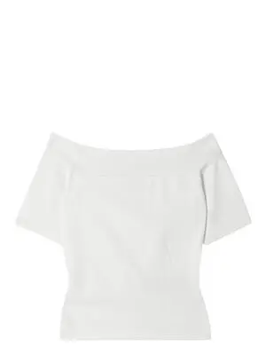Alexander McQueen Off-the-shoulder Stretch-knit Top - White