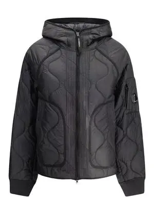 C.P. COMPANY Quilted Hooded Jacket - Black