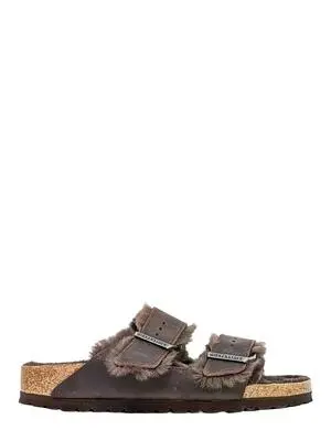 BIRKENSTOCK Arizona Shearling Habana Sandals - Brown