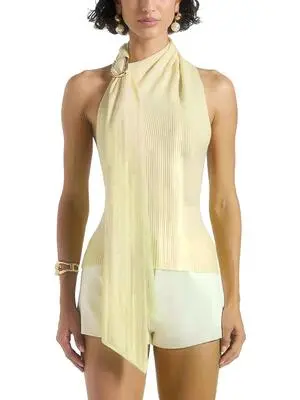Manière De Voir Elodie Draped Halterneck Top - Yellow
