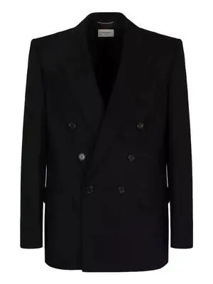 Saint Laurent Cassandre Double-breasted Blazer - Black