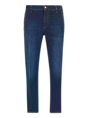 PT TORINO Four-pocket Jeans With Leather Patch - Blue