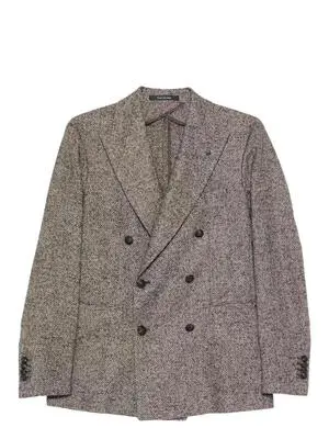 Tagliatore Double-breasted Textured Blazer - Brown