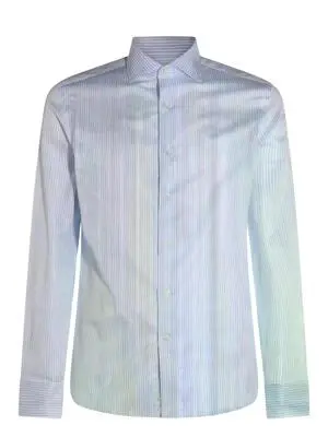 Canali Striped Long-sleeved Shirt - Blue