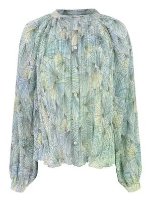 Veronica Beard Floral Print Pleated Blouse - Blue