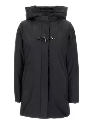 FAY Hooded Quilted Toggle Coat - Black