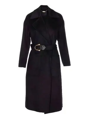 Liu Jo Belted Wool-blend Coat - Black