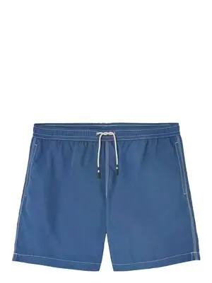 Hartford Contrast-stitch Swim Shorts - Blue