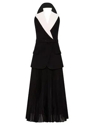 Rebecca Vallance Emma Halter-neck Pleated Midi Dress - Black
