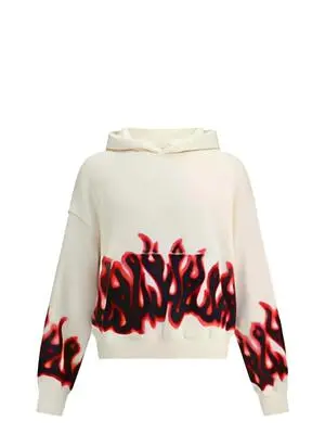 Palm Angels Flame-print Hoodie - White